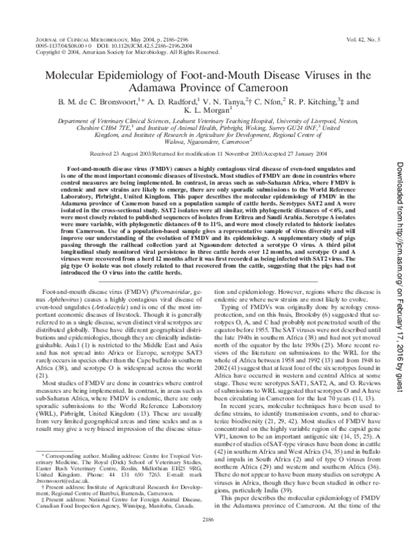 (PDF) Molecular epidemiology of foot-and-mouth disease virus type O