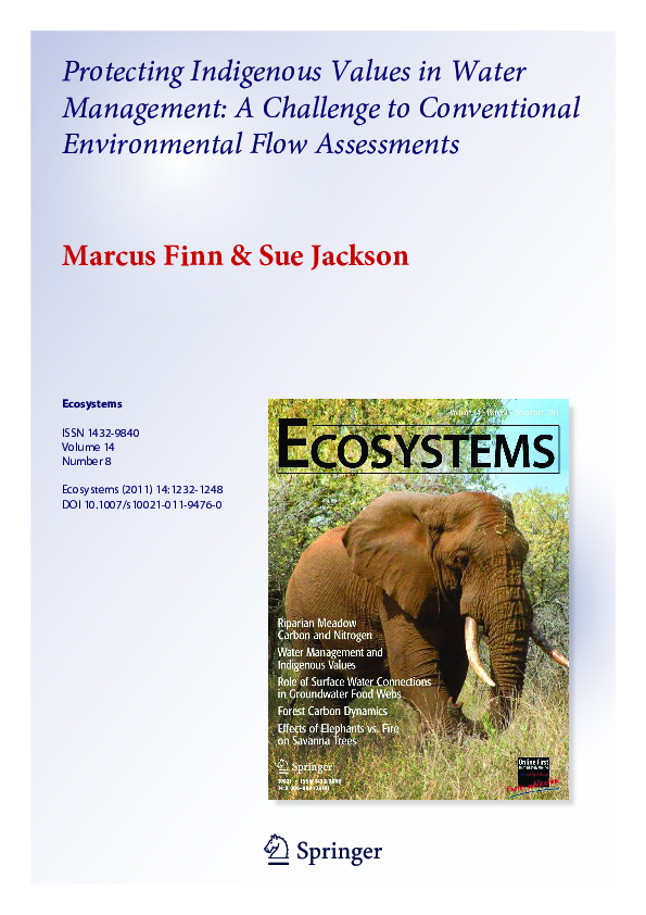 (PDF) Protecting Indigenous values in water management: a challenge to ...