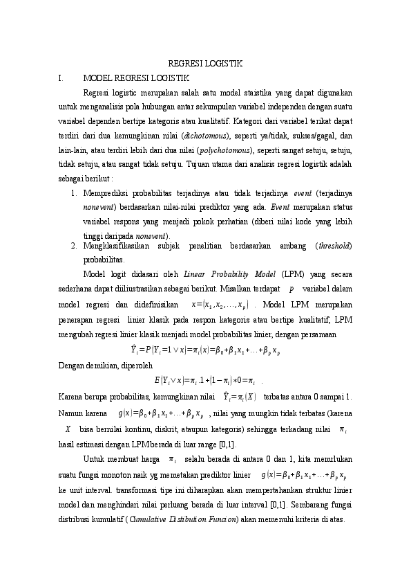 (DOC) Model Regresi Logistik