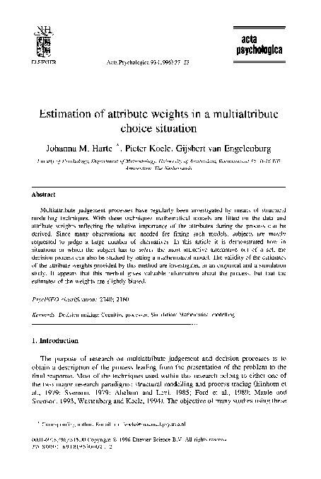 (PDF) Estimation of attribute weights in a multiattribute choice situation