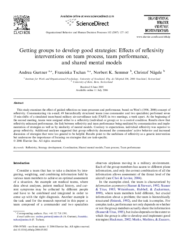 (PDF) Getting groups to develop good strategies: Effects of reflexivity ...