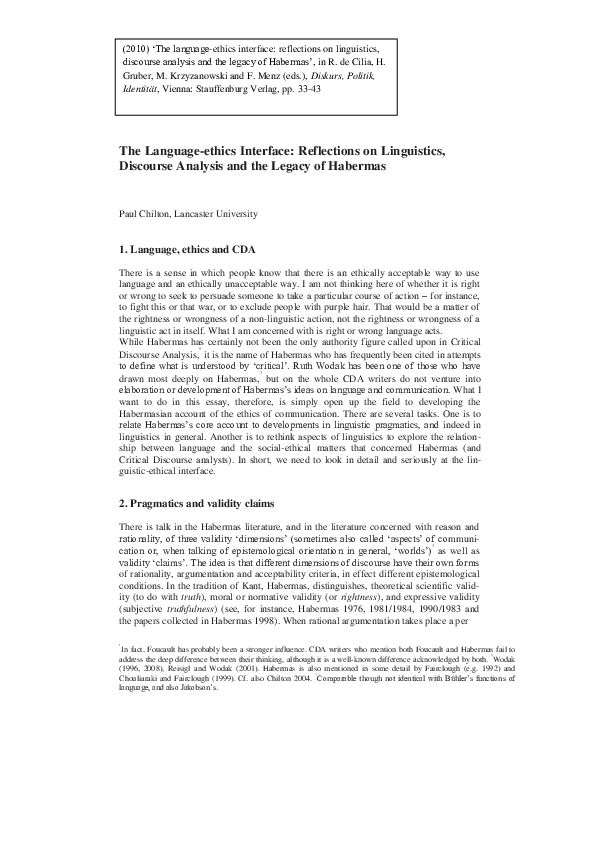 (PDF) The Language-ethics Interface: Reflections on Linguistics ...