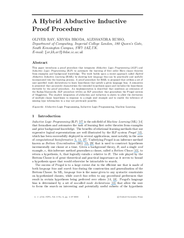 (PDF) A hybrid abductive inductive proof procedure