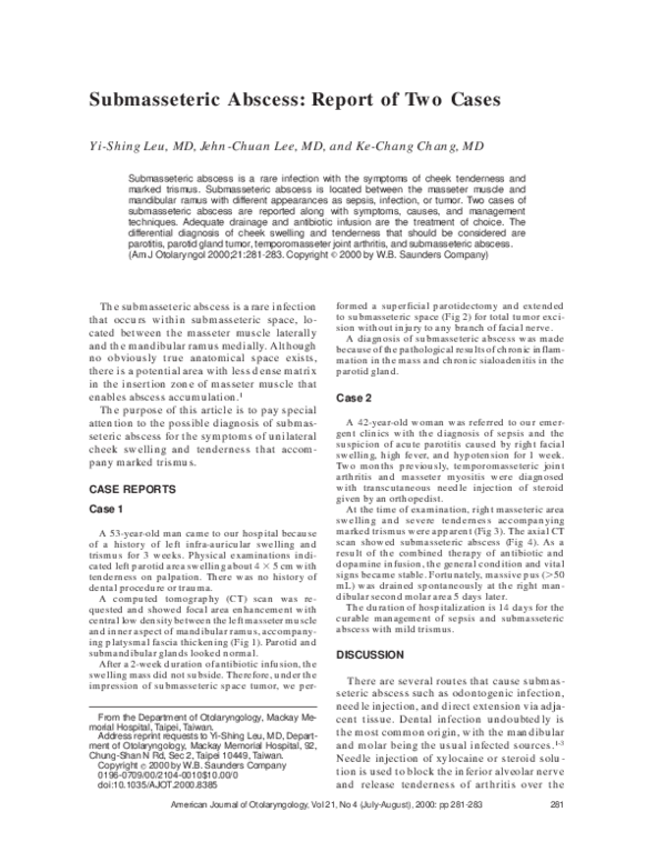 (PDF) Submasseteric abscess: Report of two cases