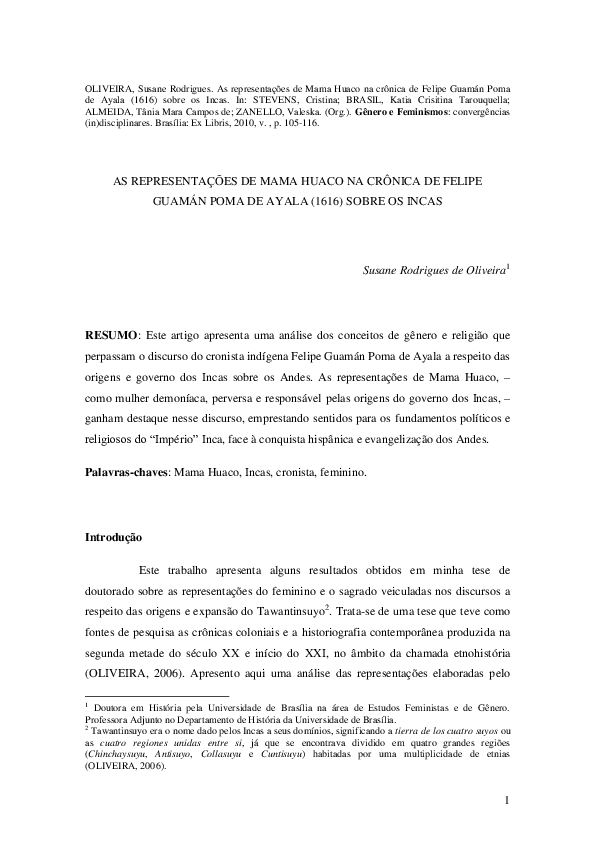 (PDF) As representações de Mama Huaco na crônica de Felipe Guamán Poma ...