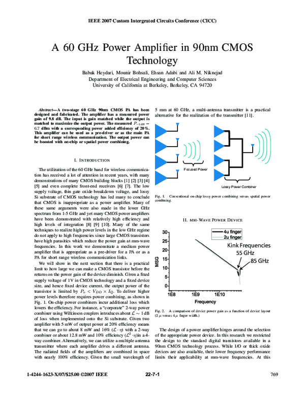 (PDF) A 60 GHz Power Amplifier in 90nm CMOS Technology