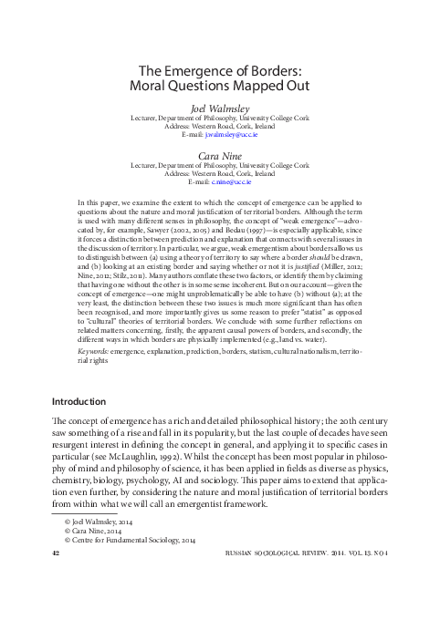 (PDF) The Emergence of Borders: Moral Questions Mapped Out (2014)