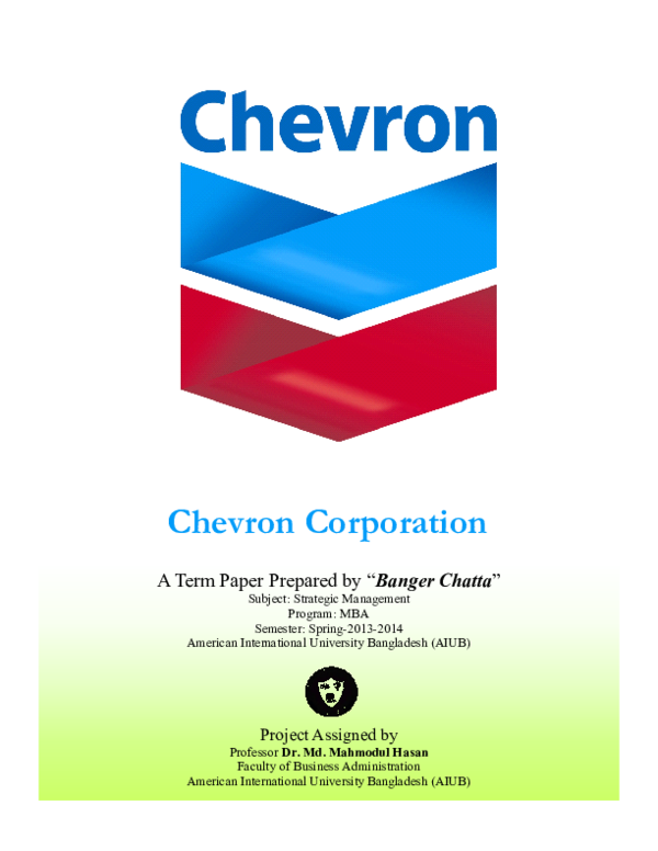 (PDF) Project Assigned by Chevron Corporation