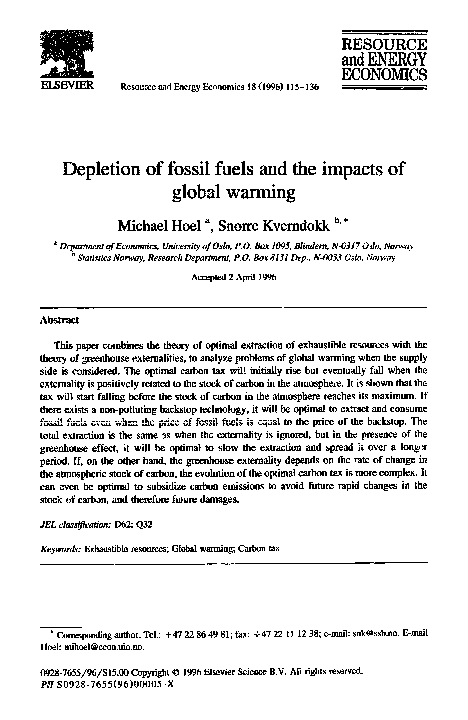 (PDF) Depletion of fossil fuels and the impacts of global warming