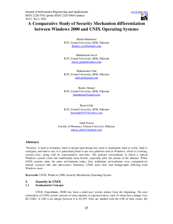 (PDF) A Comparative Study of Security Mechanism differentiation between ...