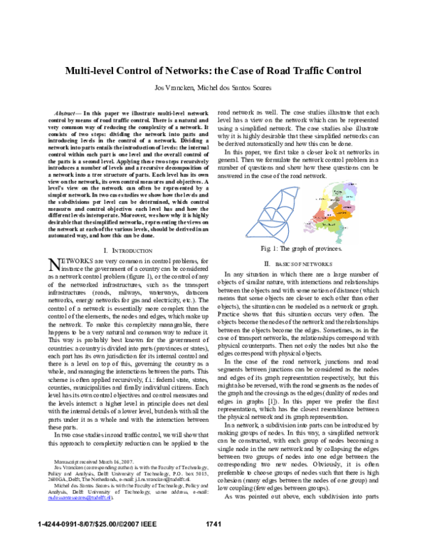 (PDF) Multi-level control of networks: the case of road traffic control