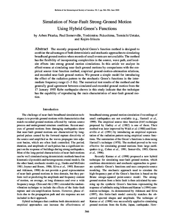 (PDF) Simulation of Near-Fault Strong-Ground Motion Using Hybrid Green's Functions