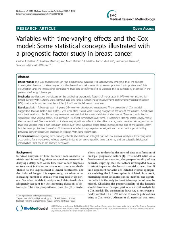 (PDF) Variables with time-varying effects and the Cox model: Some statistical concepts ...