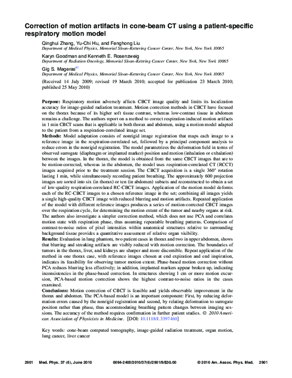 (PDF) Correction of motion artifacts in cone-beam CT using a patient ...