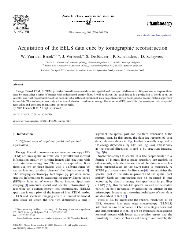 (PDF) Acquisition of the EELS data cube by tomographic reconstruction ...