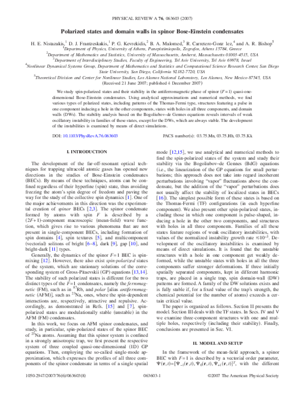 Pdf Domain Walls Of Single Component Bose Einstein Condensates In External Potentials Boris