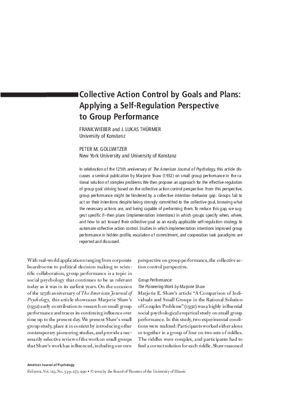 (PDF) Collective Action Control by Goals and Plans: Applying a Self ...