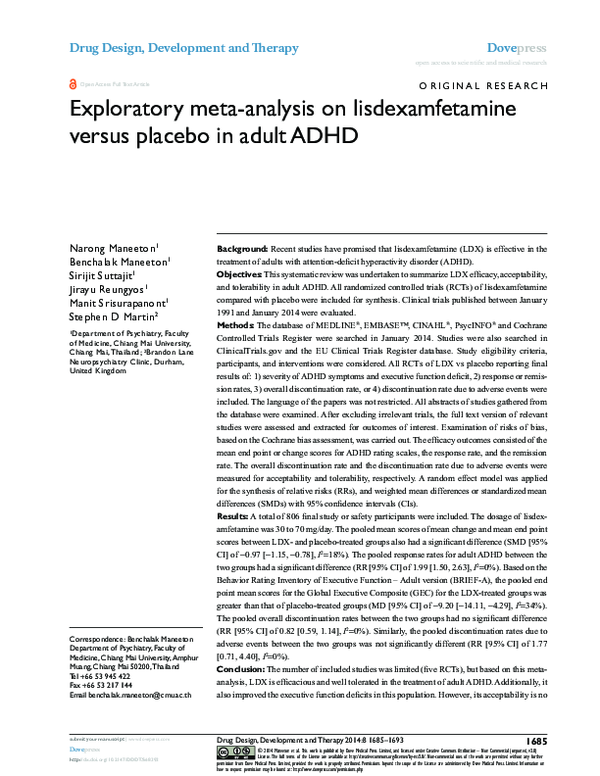 (PDF) Exploratory meta-analysis on lisdexamfetamine versus placebo in adult ADHD