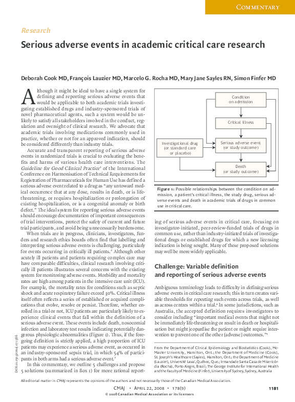 (PDF) Serious adverse events in academic critical care research