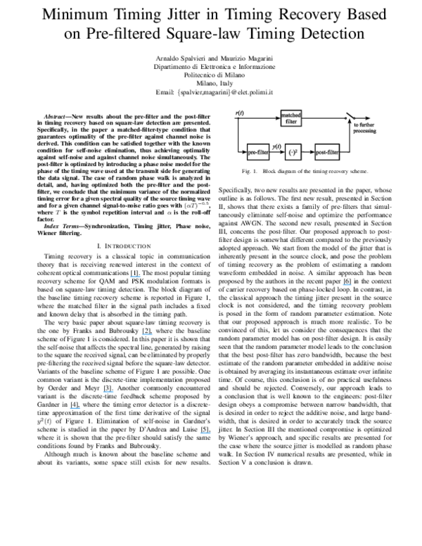 (PDF) Minimum Timing Jitter in Timing Recovery Based on Pre-filtered ...