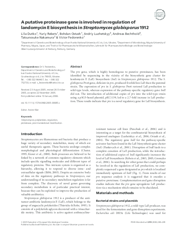 (PDF) A putative proteinase gene is involved in regulation of ...
