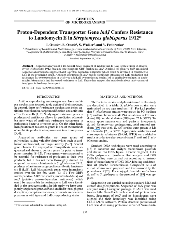 (PDF) Proton-dependent transporter gene lndJ confers resistance to ...