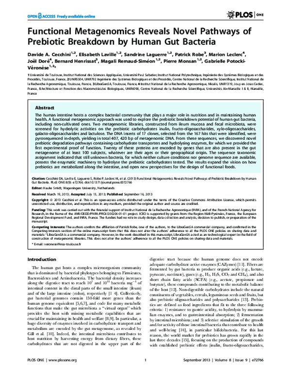 (PDF) Functional Metagenomics Reveals Novel Pathways of Prebiotic ...