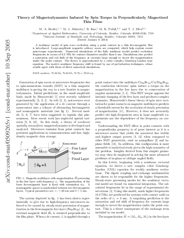 (PDF) Theory of Magnetodynamics Induced by Spin Torque in ...