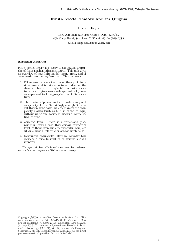 (PDF) Finite Model Theory and its Origins