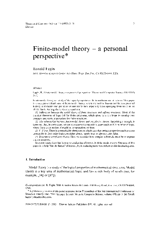 (PDF) Finite-model theory - a personal perspective