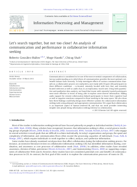 (PDF) Let’s search together, but not too close! An analysis of ...