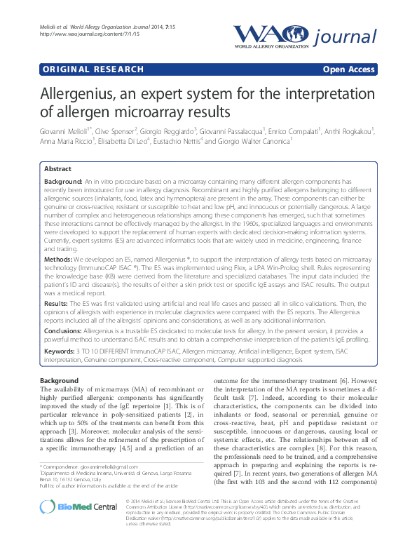(PDF) Allergenius, an expert system for the interpretation of allergen ...