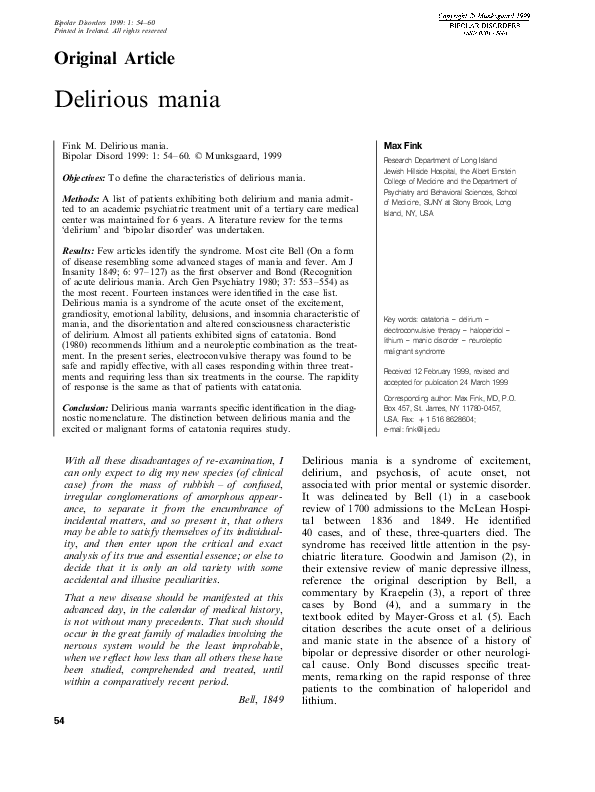 (PDF) Delirious mania