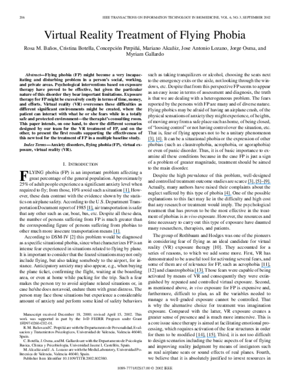 (PDF) A Cross-Cultural Validation of VR Treatment System for Flying Phobia in the Mexican ...
