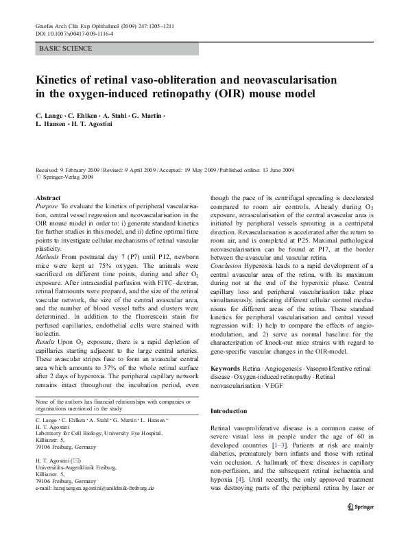 (PDF) Kinetics of retinal vaso-obliteration and neovascularisation in ...