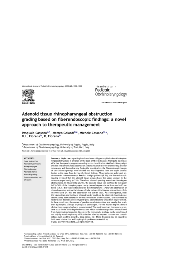 (PDF) Adenoid tissue rhinopharyngeal obstruction grading based on ...