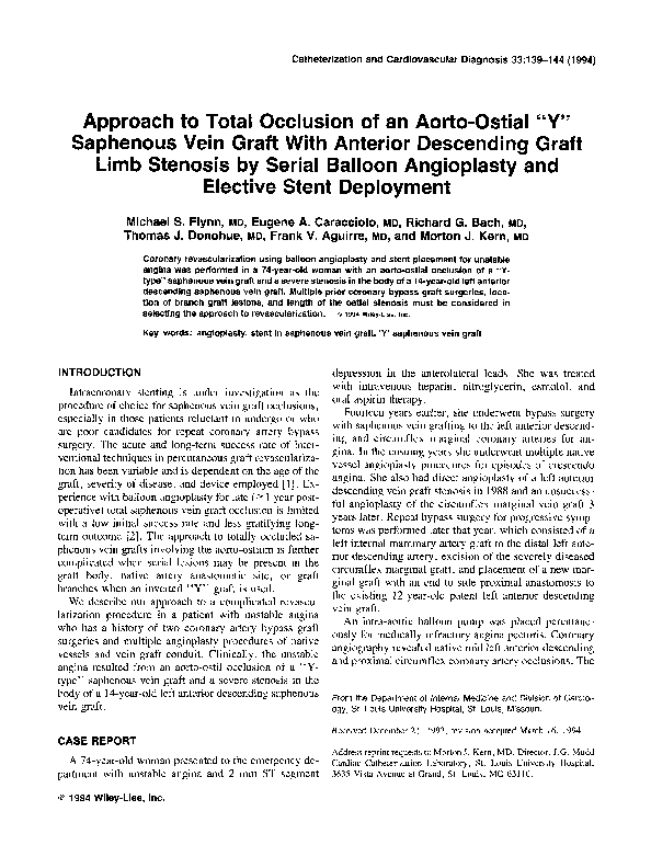 (PDF) Approach to total occlusion of an aorto-ostial “Y” saphenous vein ...