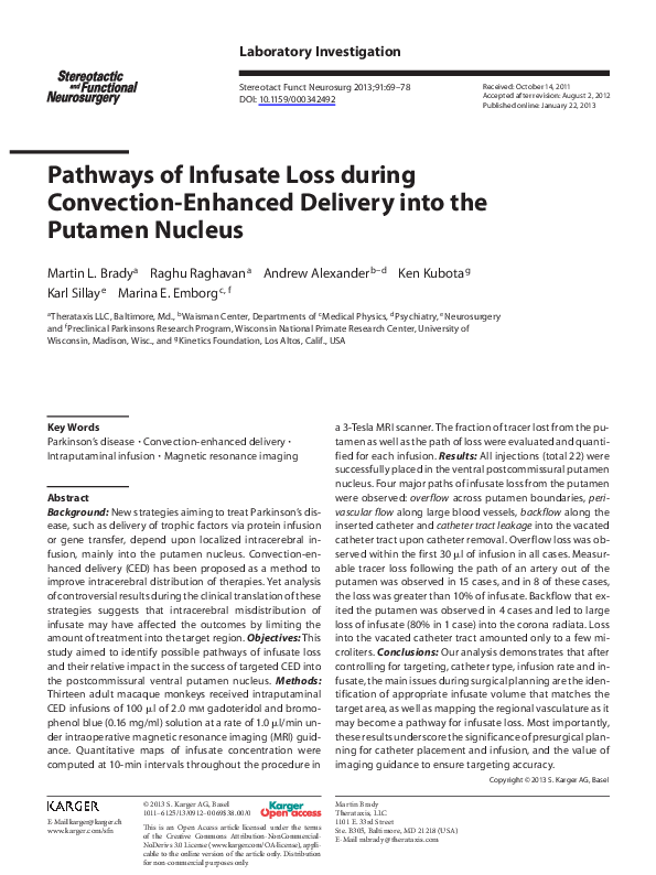(PDF) Pathways of infusate loss during convection-enhanced delivery ...