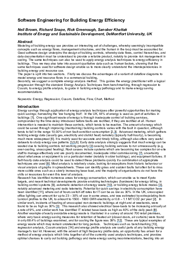 (PDF) Software Engineering for Building Energy Efficiency