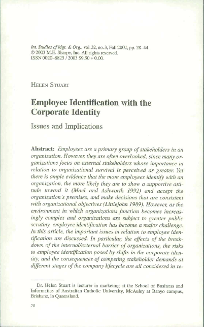 (PDF) Employee identification with the corporate identity