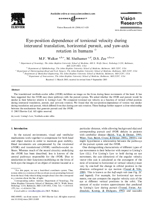 (PDF) Eye-position dependence of torsional velocity during interaural ...