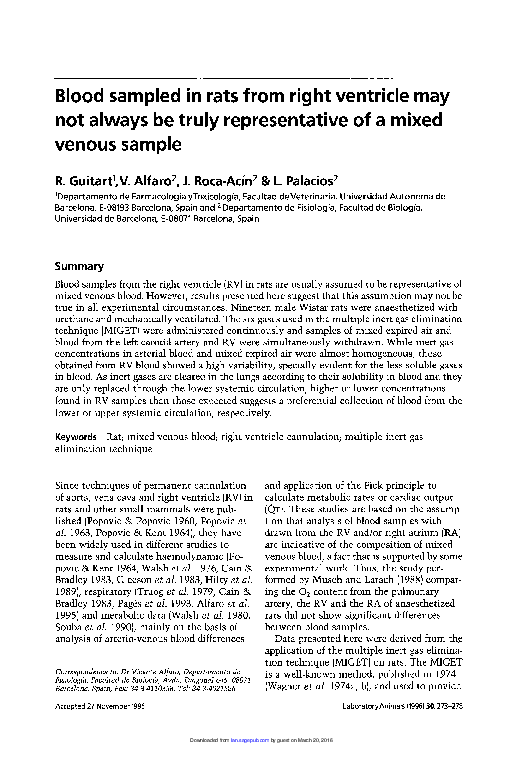 (PDF) Blood sampled in rats from right ventricle may not always be ...