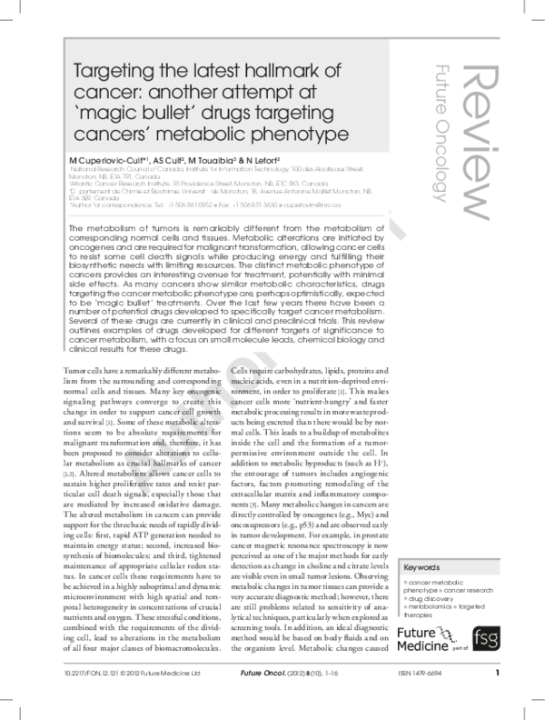 (PDF) Targeting the latest hallmark of cancer: another attempt at ...