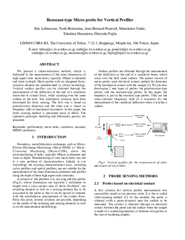 (PDF) Resonant-type micro-probe for vertical profiler | Eric Lebrasseur ...