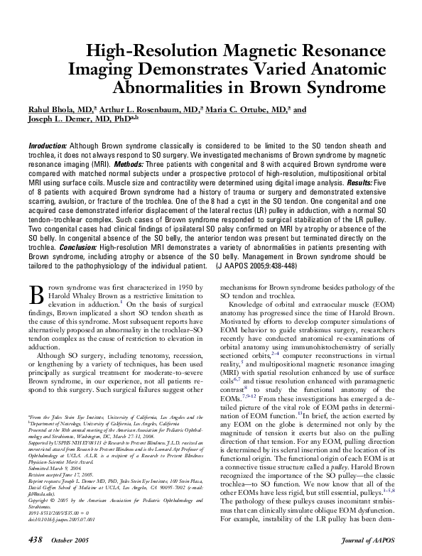 (PDF) High-Resolution Magnetic Resonance Imaging Demonstrates Varied ...