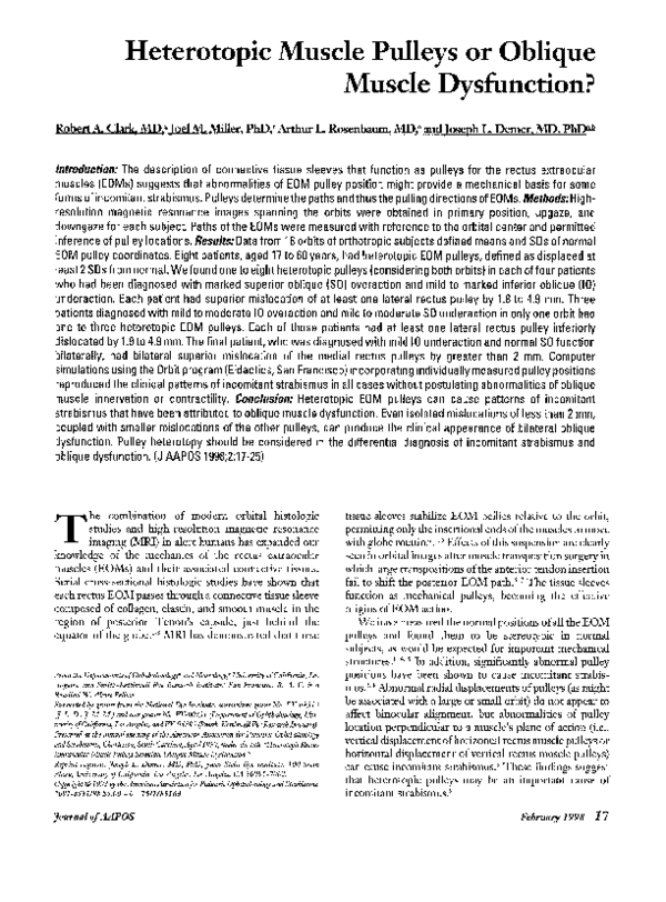 (PDF) Heterotopic muscle pulleys or oblique muscle dysfunction?