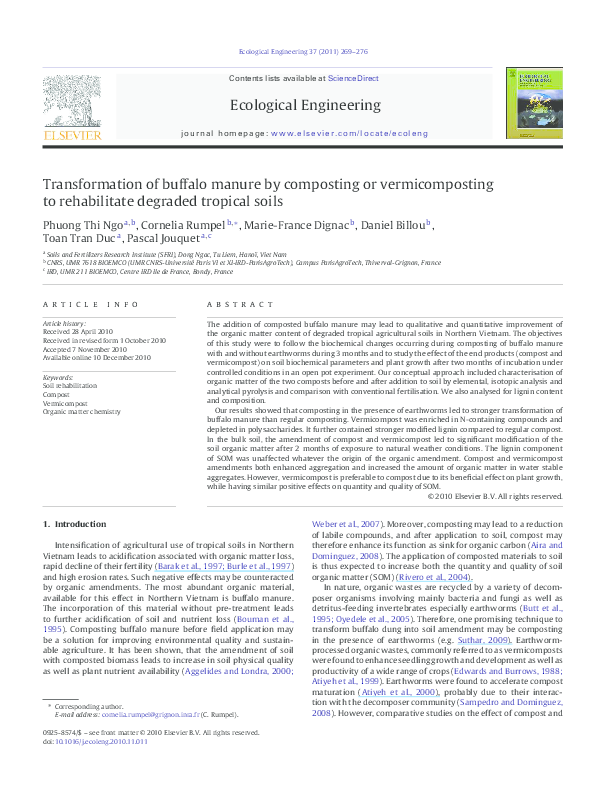 (PDF) Transformation of buffalo manure by composting or vermicomposting ...