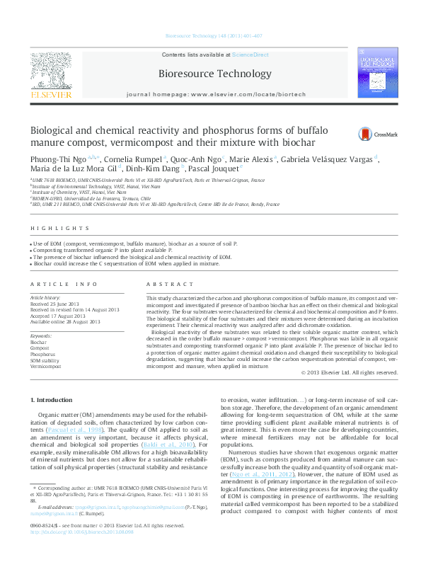 (PDF) Biological and chemical reactivity and phosphorus forms of ...