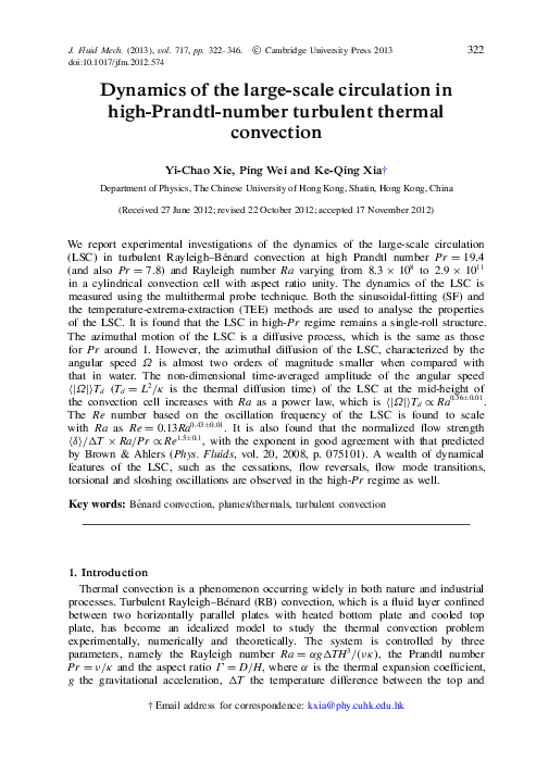 (PDF) Dynamics of the large-scale circulation in high-Prandtl-number turbulent thermal convection