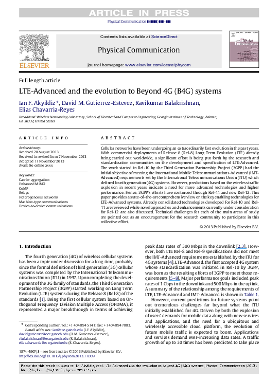 (PDF) LTE-Advanced and the evolution to Beyond 4G (B4G) systems
